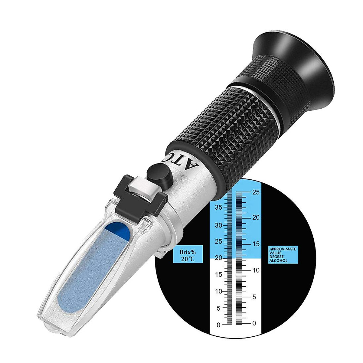 Wine Refractometer,V-Resourcing Hand Held Brix/Alcohol Refractometer with ATC for Wine Making Homebrew Kit, Dual Scale(Brix 0-40%, Alcohol 0-25%)