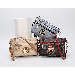 MKF Crossbody Bag for Women, Wristlet Strap – PU Leather Shoulder Handbag – Small Pocketbook Messenger Purse Red