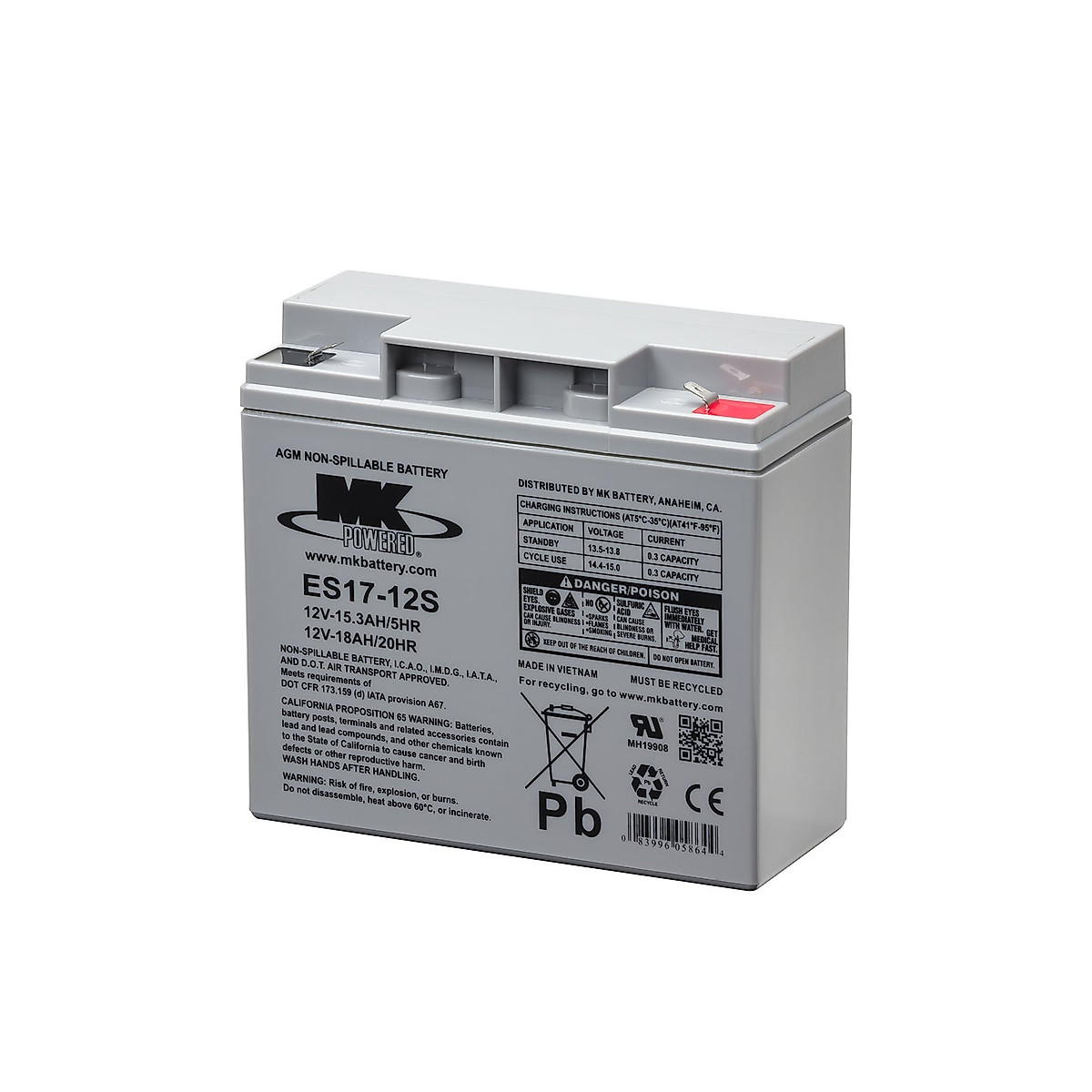 MK Battery ES17-12S Maintenance-Free Rechargeable Sealed Lead-Acid Battery