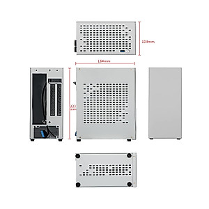 Aluminum Mini ITX Case with PCIe Riser, JOYJOM Mini PC Case, SFF Small Form Factor PC Case, TX Computer Gaming Case Supports GPU Graphics Card (White)