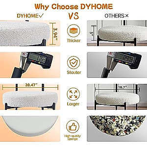 DYHOME Dining Chairs Set of 6, White Boucle Dining Room Chairs with Curved Backrest, Upholstered Mid Century Modern Dining Chairs with Black Metal Legs