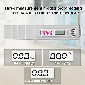 01 Digital Water Tester, 3 Measurement Modes LCD Digital 0-9990Ppm Water Quality Tester with Alloy Probe for Aquarium Swimming Pool for Drinking Water