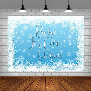 ABLIN 8x6ft Baby It's Cold Outside Backdrop Winter Baby Shower Party Decorations Snowflakes Ice Blue Wonderland Photo Background Snowfall Banner Photo Shoot Props