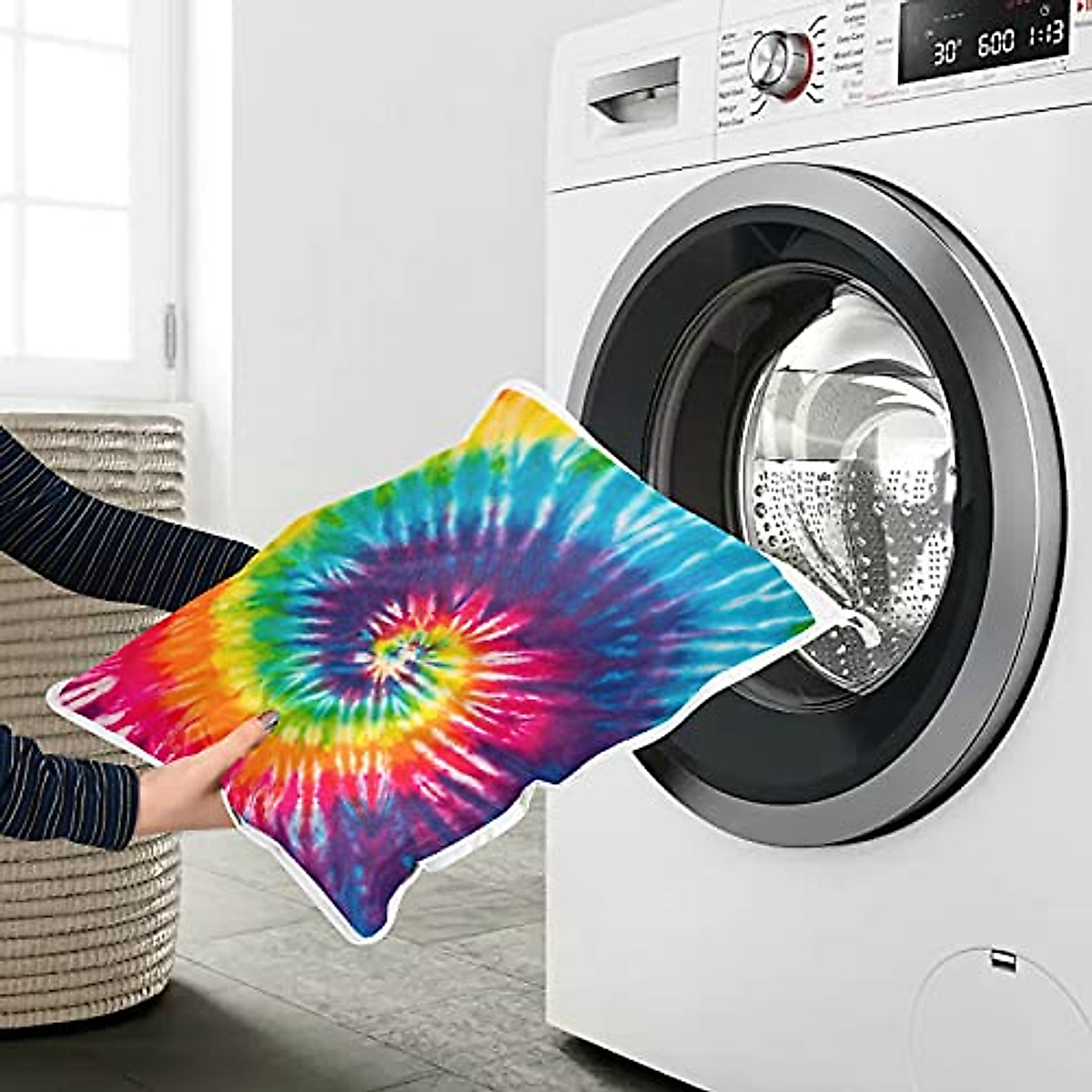 susiyo Mesh Laundry Bag for Delicates, 2 Pcs Chic Colorful Rainbow Tie Dye Lingerie Bags for Laundry with Zipper