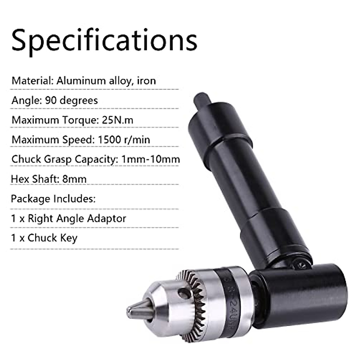 Aluminum Head Right Angle Bend Extension Chuck 90 Degree Drill Attachment Adapter 8mm Hex Shank Power Electric Drill Tool
