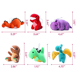 18 Pack Plush Dinosaur Toys Bulk, Mini Soft Stuffed Animal Cute Dinosaur Figures, Keychain Decoration for Goodie Bag Filler, Claw Machine, Treasure Chest Prizes, Birthday Party Favor for Kids