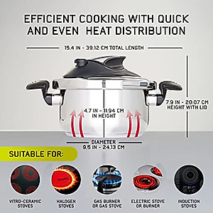 Universal 4.2 Quart / 4 Liters Stainless Steel Easy Use Pressure Cooker with Extra Tempered Glass Lid, Induction Compatible, Pressure Cooker & Multipurpose Pot, 5 servings, Pressure Canner