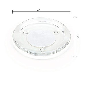 Hosley's Set of 8 Clear Glass Pillar Plates - 4 Inch Diameter. Ideal Gift for Weddings, Parties, Spa, Pillar Candle, Votive Candle Garden. Or as a Pedestal W1