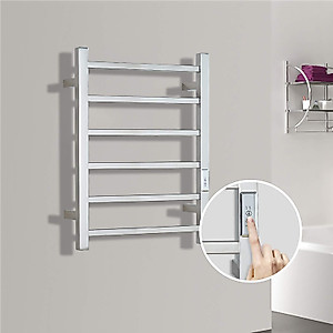 FUREX Towel Warmer 6 Bar Electric Heated Towel Rack Wall Mount Plug-in/Bath Towel Heater (Mirror Polish - Timer)