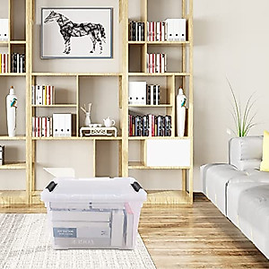 Afromy 4-Pack 35 Quart Plastic Storage Bins with Lid, Latching Stackable Utility Tote, Clear