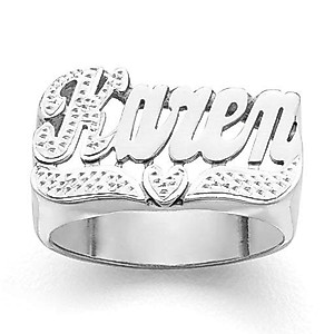 Cfustiy Name Ring Personalized Custom Initial Ring with Heart Gold Plated Unisex Nameplate Rings for Women Birthday Gift