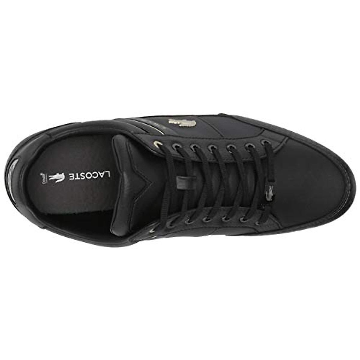 LacosteMensChaymon SneakerBlack/Black/Gold Leather8.5