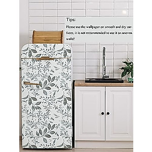 MelunMer Grey Leaf Peel and Stick Wallpaper Boho - Modern Contact Paper Floral Self Adhesive Removable Wallpaper for Bedroom Bathroom Waterproof Gray Contact Paper for Cabinets 78.7 in L 17.3In W