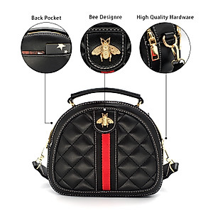 Beatfull Designer Bee Crossbody Bags for Women Stylish Round Quilted Shoulder Purse Small Leather Top Handle Cross Body Handbag