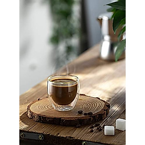 Sweese 4 Ounce Espresso Cups Set of 4, Double-Wall Insulated Glasses Cups Set- Handmade Glass- 408.101