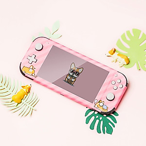 BelugaDesign Dog Corgi Switch Skin | Pastel Sticker Wrap Vinyl Decal | Cute Kawaii Bone Butt Animal Cartoon | Full Set Compatible with Nintendo Switch (Switch Lite, Pink)