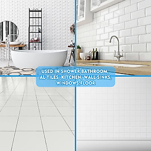 Mallbaola Grout Repair Kit, 2 Pack White Grout Filler Tubes, Grout Sealer Bathroom Shower Kitchen Floor Tile, Fast Drying Tile Grout Paint, Restore and Renew Tile Joints Line, Gaps, Replace Grout Pen