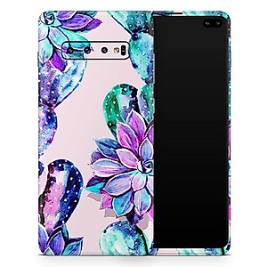 DesignSkinz Watercolor Cactus Succulent Bloom V15 Protective Vinyl Decal Wrap Skin Cover Compatible with The Samsung Galaxy S20 (Screen Trim & Back Glass Skin)
