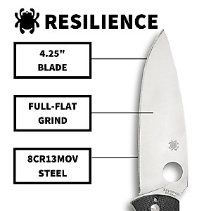 Spyderco Resilience Folding Pocket Knife with 4.20" 8Cr13MoV Stainless Blade and G-10 Handle - PlainEdge - C142GP