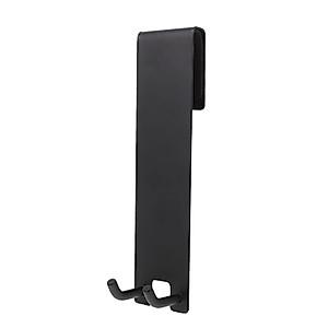 DOITOOL Towel Hooks 2pcs Rack Stainless Clothes Cabinet Steel Home Hanger Glass Storage Hangers Shower Black Organizer Door, The for Towel Bedroom Extended Over Clo Room Kitchen Clothing Towel Hook