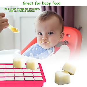 Ice Cube Trays Silicone - 3 Pack Silicone Ice Cube Trays Molds with Lid for Freezer, Removable and Stackable, 24 Ice Cubes Per Trays for Cocktail/Whisky/Beverages (Blue, Green, Rose Red)