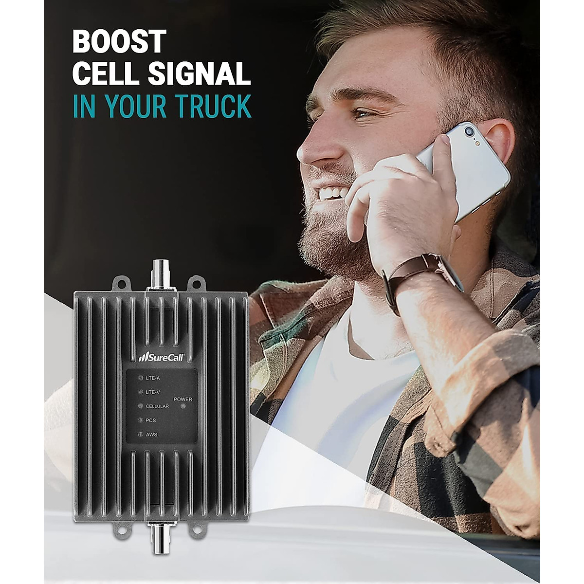 SureCall Fusion2Go OTR Cell Phone Signal Booster for Trucks, Work Vans, Fleets, Boosts 5G/4G LTE, Verizon AT&T Sprint T-Mobile, Large Vehicle RV Trailer, Multi-User, FCC Approved, USA Company