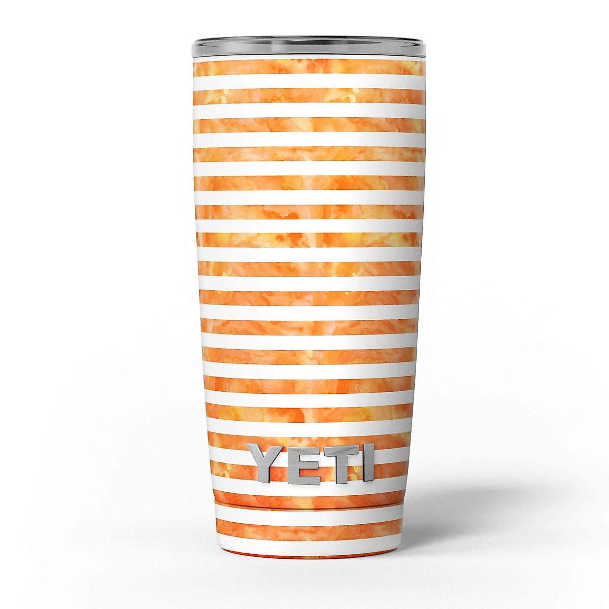 Design Skinz The Orange Watercolor Surface with Horizontal Stripes - Skin Decal Vinyl Wrap Kit Compatible with The Yeti Rambler Cooler Tumbler Cups