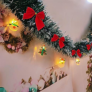 6.6 Feet Christmas Garland, CandyFouse Christmas Garland for Stairs Railing, Bowknot Garland Christmas Decorations for Tree in Home Indoor Outdoor, Holiday Wedding Party Supplies (Red)