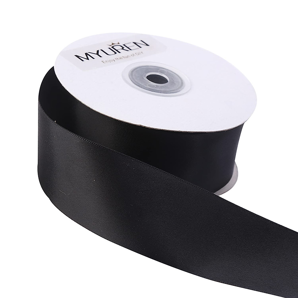 1-1/2" Wide Double Faced Black Polyester Satin Ribbon for Crafts, Wedding, Gift Wrapping, Bow Making,Party Decoration, Christmas Tree Deco (25 Yards)
