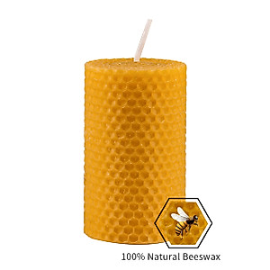 Beeswax Pillar Candles Bulk Set of 9 Handmade from 100% Pure Natural Rolled Bees Wax - Measures 2" x 3.4", Great for Home Decor, Party & Events, 10-12 Hour Burn Time