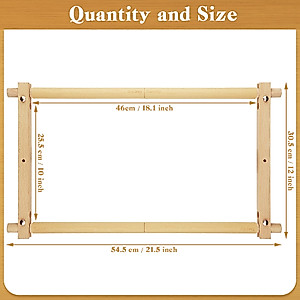 Needlepoint Embroidery Tapestry Scroll Frame Cross Stitch Frame Wooden Needlepoint Stretcher Frame Wood Needlework Frame Quilting Hoop Stand Stitching Needlepoint Holder Tool for Sewing, 12 x 21 Inch