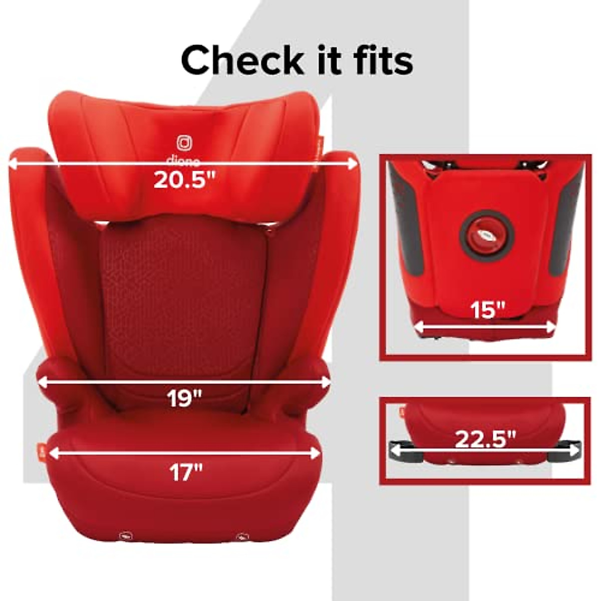 Diono Monterey 4DXT Latch, 2-in-1 High Back Booster Car Seat with Expandable Height, Width, Advanced Side Impact Protection, 8 Years 1 Booster, Red