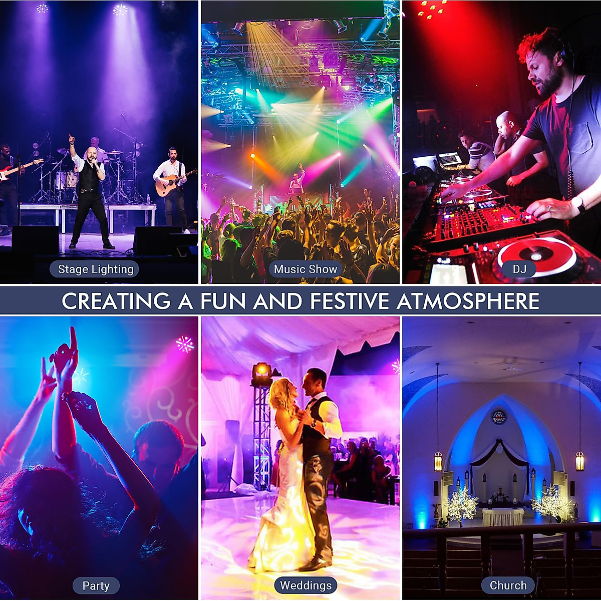 9 LED Stage Lights 2 Pack - 36W RGBW Par Light with Remote DMX Control Sound Activated Strobe Auto Play Uplights for Wedding Birthday Party Disco Dance Club Karaoke DJ Events Venue Stage Lighting