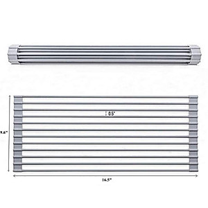 Over-The-Sink --20.5 inches Roll-Up Dish Drying Rack, Made of Silicone Wrapped Steel, Multipurpose -No Occupying Space Heat Resistant Roll Up Dish Drying Rack - Fit for Stainless Steel Sink ( Large)