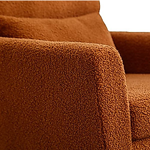 HomSof 29.5"W Modern Boucle Accent Chair Armchair Upholstered Reading Chair Single Sofa Leisure Club Chair with Gold Metal Leg and Throw Pillow for Living Room Bedroom Dorm Room Office, Caramel Boucle