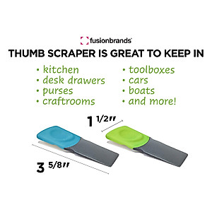 FusionBrands Thumb Scraper Tool, 2 Pack – Save Your Manicure – A Multi-Use Plastic Scraper, Ideal for Removing Price Stickers, Tags, Wax, Grime, Gum and More – Nylon with Non-Slip Grip