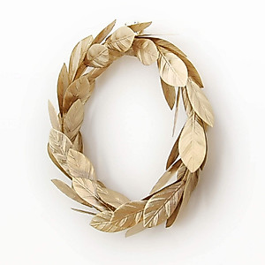 Gold Leaves Metal Wreath Wall Decor for Front Door,13 inch Door Wreath for Christmas,Window,Wedding,Party Decoration