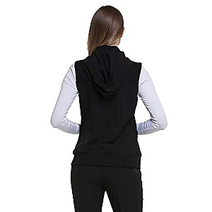 HeartSoul Break On Through Women Scrubs Vest Zip Front HS500, M, Black