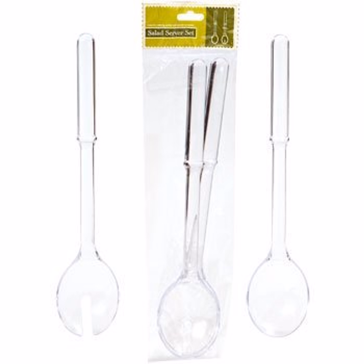 Clear Plastic Salad Server Spoons Set, 11 1/2"