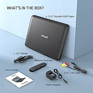 ieGeek 17.5" Portable DVD Player with 15.6" Swivel HD Large Screen, 6 Hrs 5000mAH Rechargeable Battery, High Volume Speaker, Support USB/SD Card/Sync TV, Car Charger, Remote Control, Region-Free