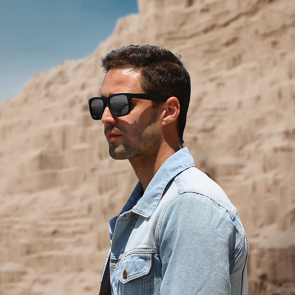 Vanmage Hanauma Polarized Sunglasses for Men and Women, Black Frame Grey Lens