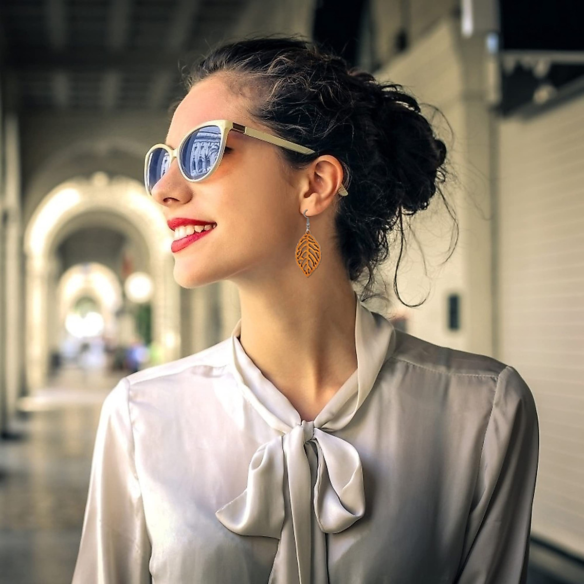 Sailimue 12 Pairs Wood Earrings for Women Natural Wooden Earrings Geometric Lightweight Drop Dangle Earrings Ethnic Style Statement Earrings