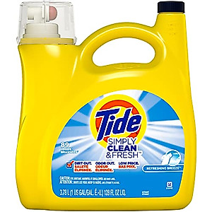 Tide Simply Clean & Fresh Liquid Laundry Detergent, Refreshing Breeze, 128 fl oz (3.78 L)