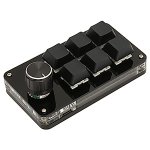Luqeeg 6 Key Mini Keypad with Knob, USB DIY Programmable Keyboard, One Handed Macro Mechanical Keyboard, RGB Backlight OSU Gaming Keyboard for Office, Gaming, Music, Media, Laboratory