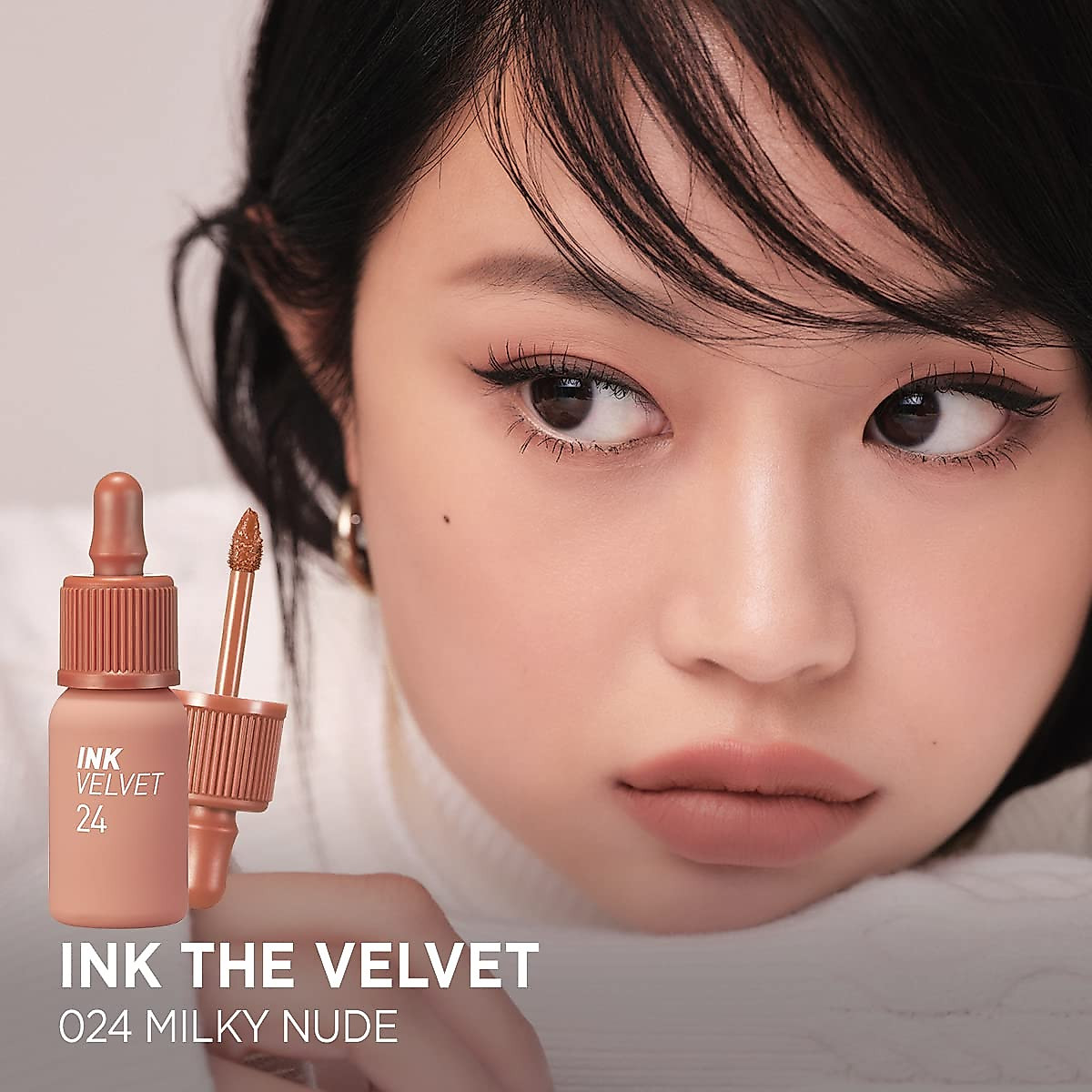Peripera Ink the Velvet Lip Tint - High Pigment Color, Longwear, Weightless, Not Animal Tested, Gluten-Free, Paraben-Free (024 MILKY NUDE)