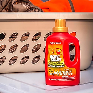 Scent Killer Gold Autumn Formula Odor Eliminator Laundry Detergent for Hunting Gear, 32 Fluid Ounces