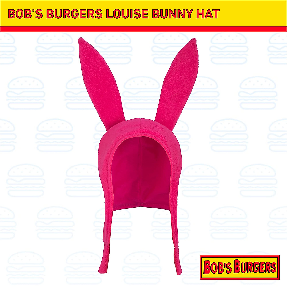 Concept One Womens Bob's Burgers Louise Cosplay Bunny with Floppy Ears Fleece Beanie Hat, Pink, 0 US