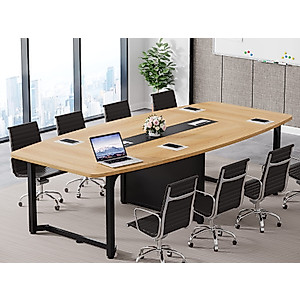 Tribesigns 8FT Conference Table, 94.5L x 47.2W inch Large Meeting Table, Modern Rectangular Seminar Table for Office Meeting Conference Room, Metal Frame
