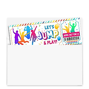 Simimi art 30 Bounce House or Jumping Party Ticket Invitations with Envelopes - Trampoline Jump Birthday Invite - Trampoline Birthday Party (white)