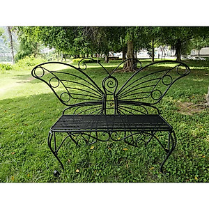 Unknown1 Antique Black Metal Butterfly Bench